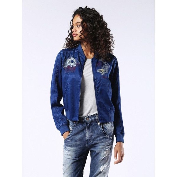 Diesel | Jackets & Coats | Diesel Gasyc Sleek Satin Bomber Jacket With ...